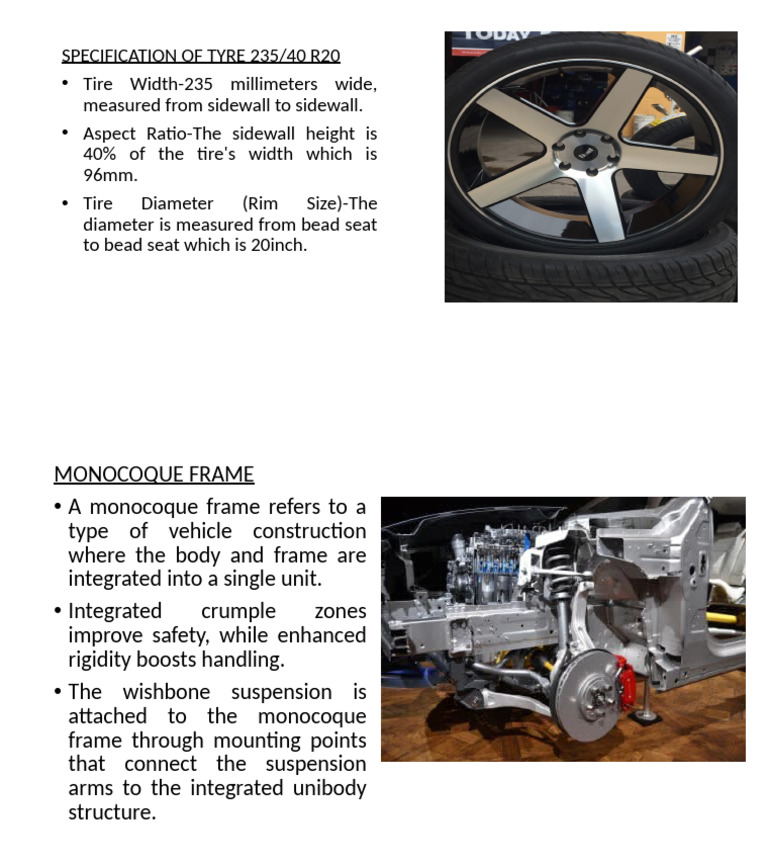 Tyre Specification 235/40 R20 & Monocoque Frame | PDF