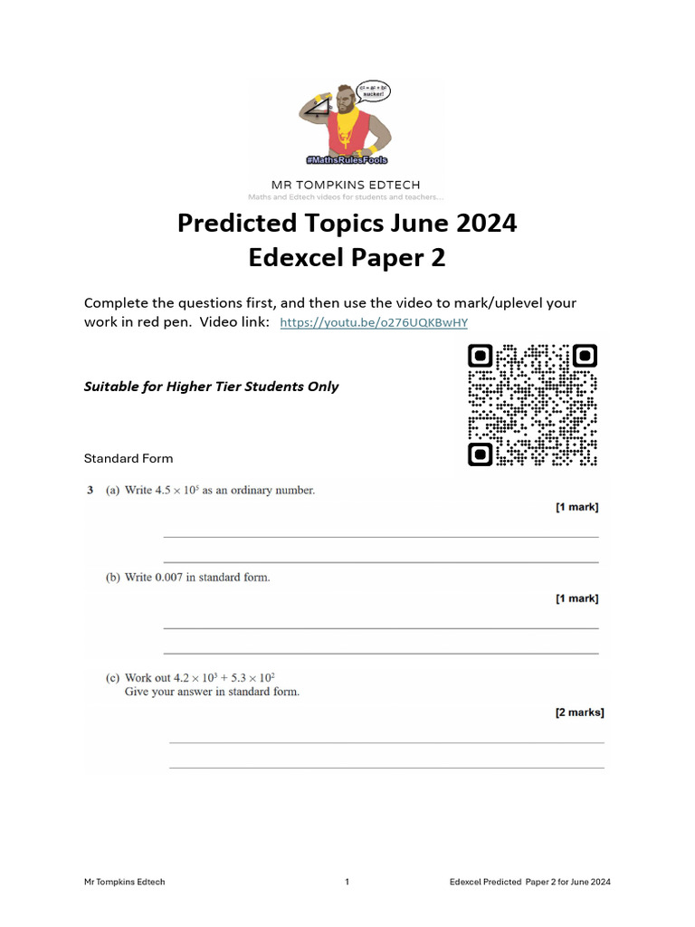 Predicted Paper - Edexcel Paper 2 June 2024 | PDF
