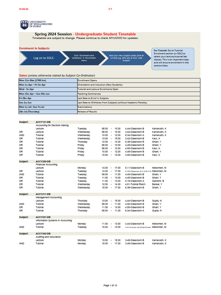 UG Timetable - Spring 2024 | PDF | Computing | Information Technology