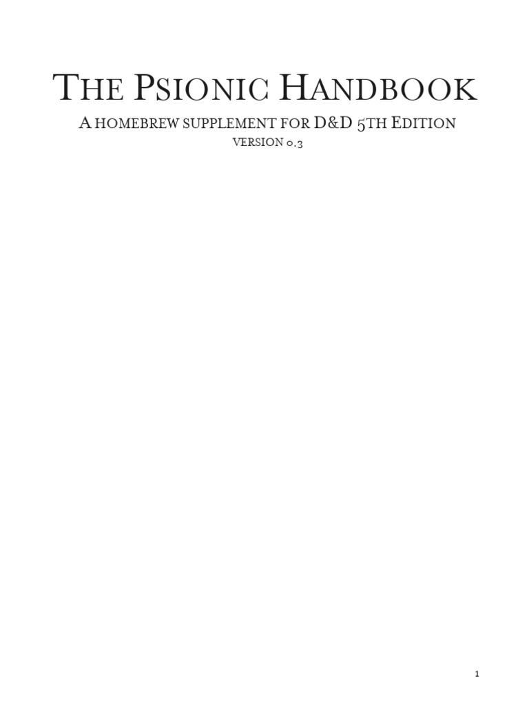 Psionic Handbook v0.3 | PDF
