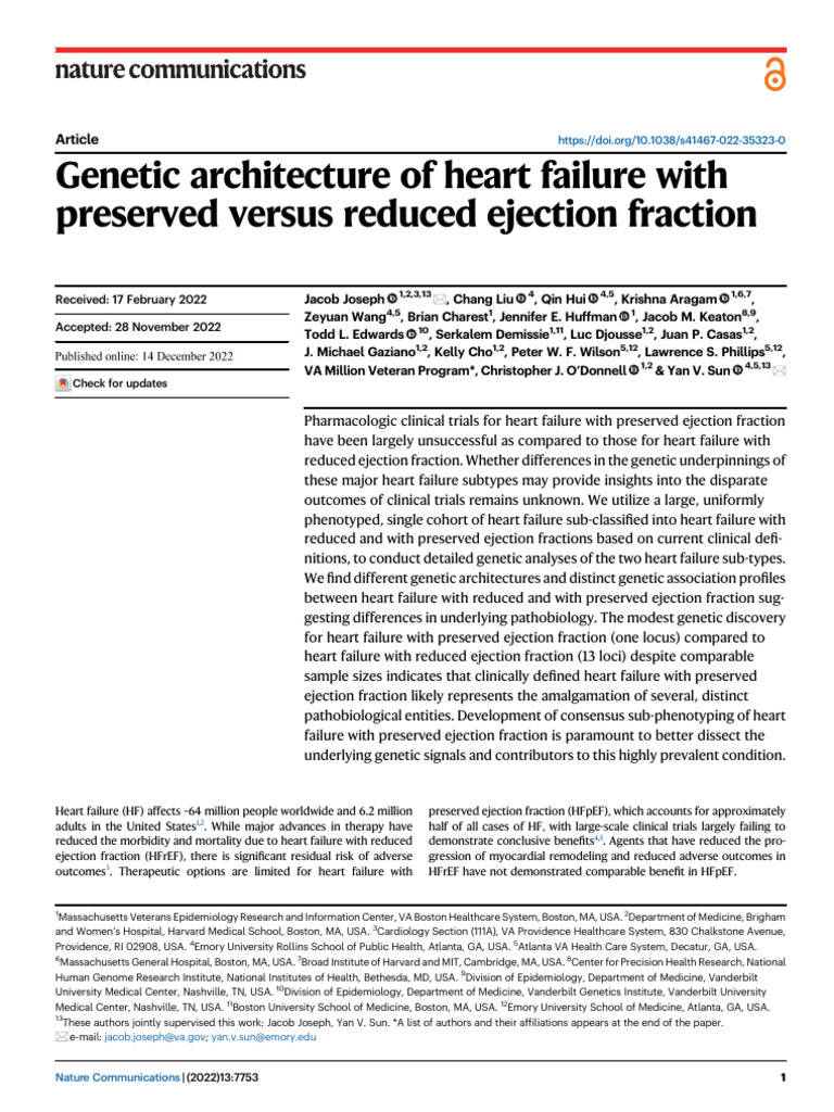 Genetic HFpEF | PDF | Genome Wide Association Study | Heart Failure