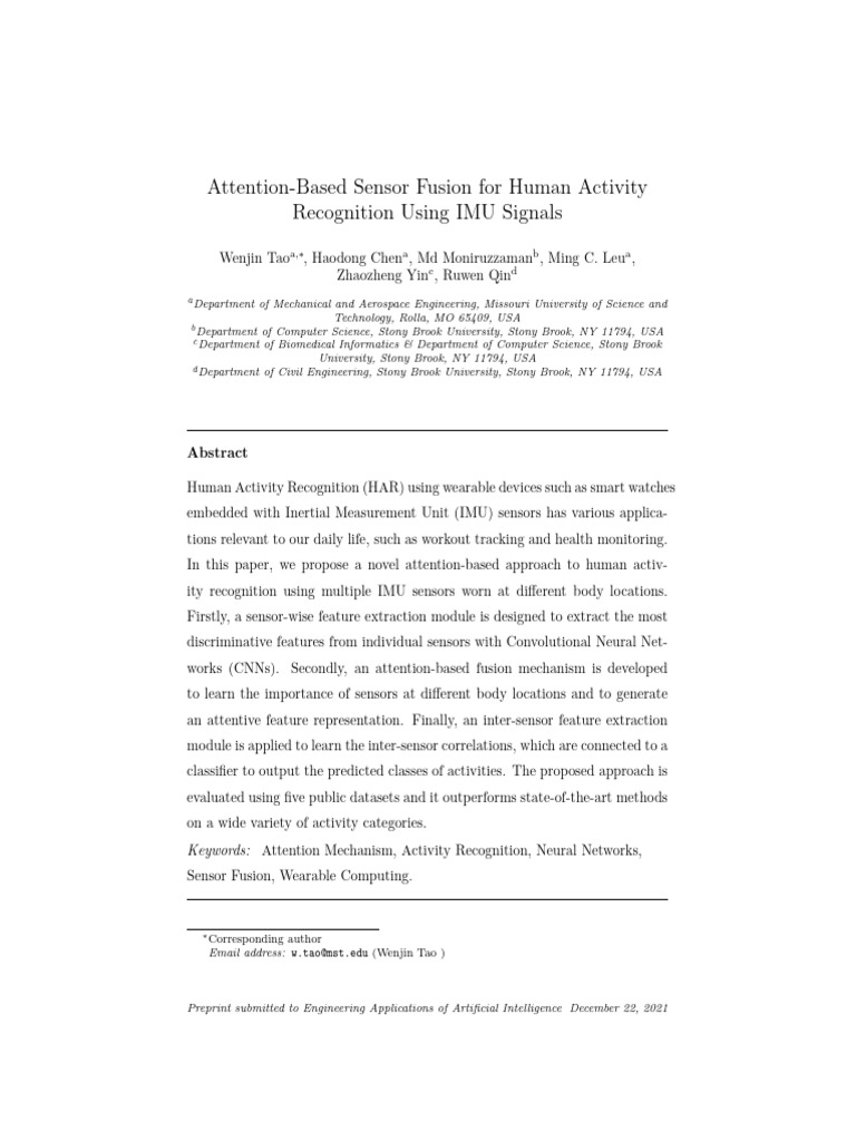 (2021) Attention-Based Sensor Fusion for Human Activity Recognition Using IMU Signals | PDF ...