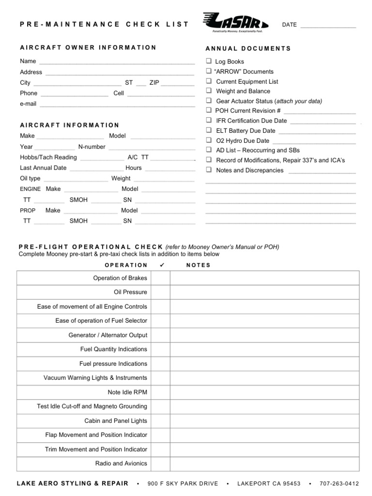 Pre-Maintenance Aircraft Checklist | PDF | Aviation | Aircraft
