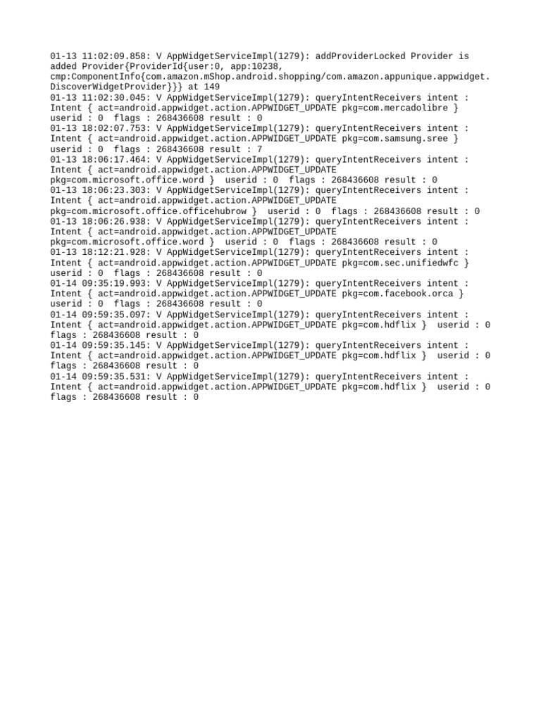Appwidget History Log0 | PDF