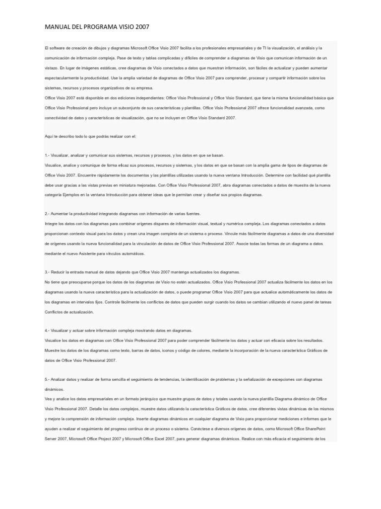 Manual Del Programa Visio 2007 | PDF | Microsoft | Microsoft Office