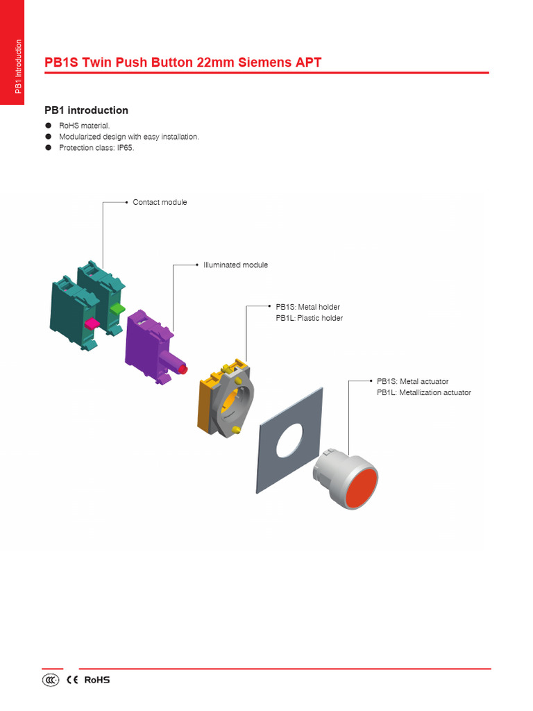Siemens PB1S Twin Push Button Overview | PDF | Switch | Electromagnetism