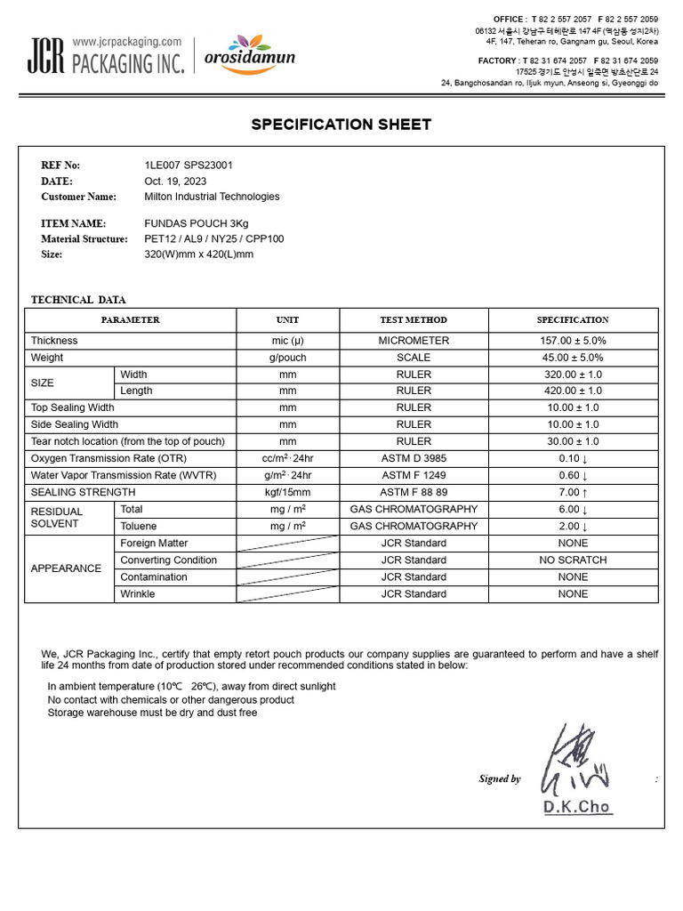 Packaging Specs for Industry | PDF | Physical Sciences | Industrial ...