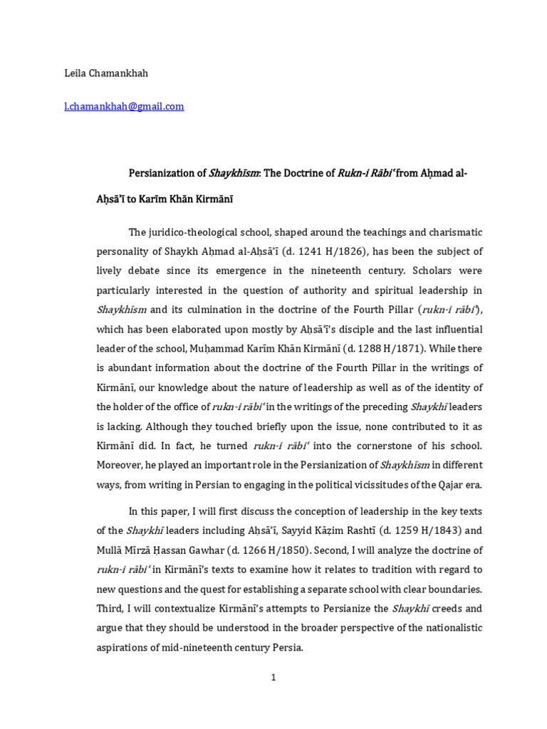 Persianization of Shaykhism the Doctrine | PDF | Shia Islam | Sufism