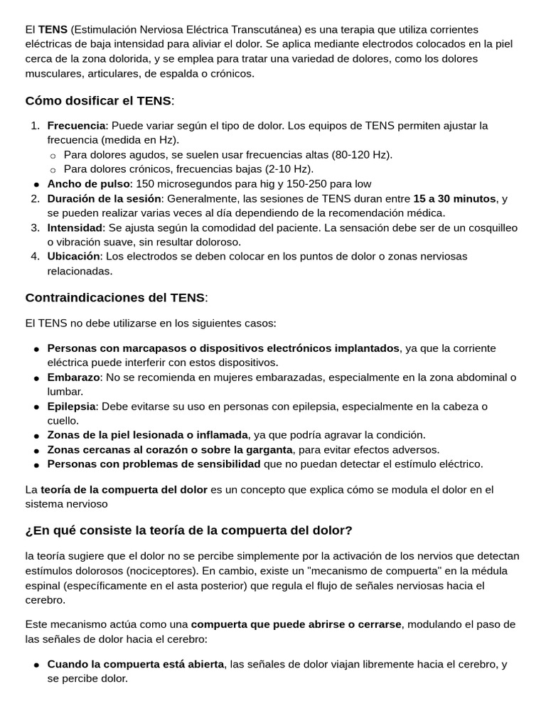 Cómo Dosificar El TENS | PDF | Dolor | Ultrasonido