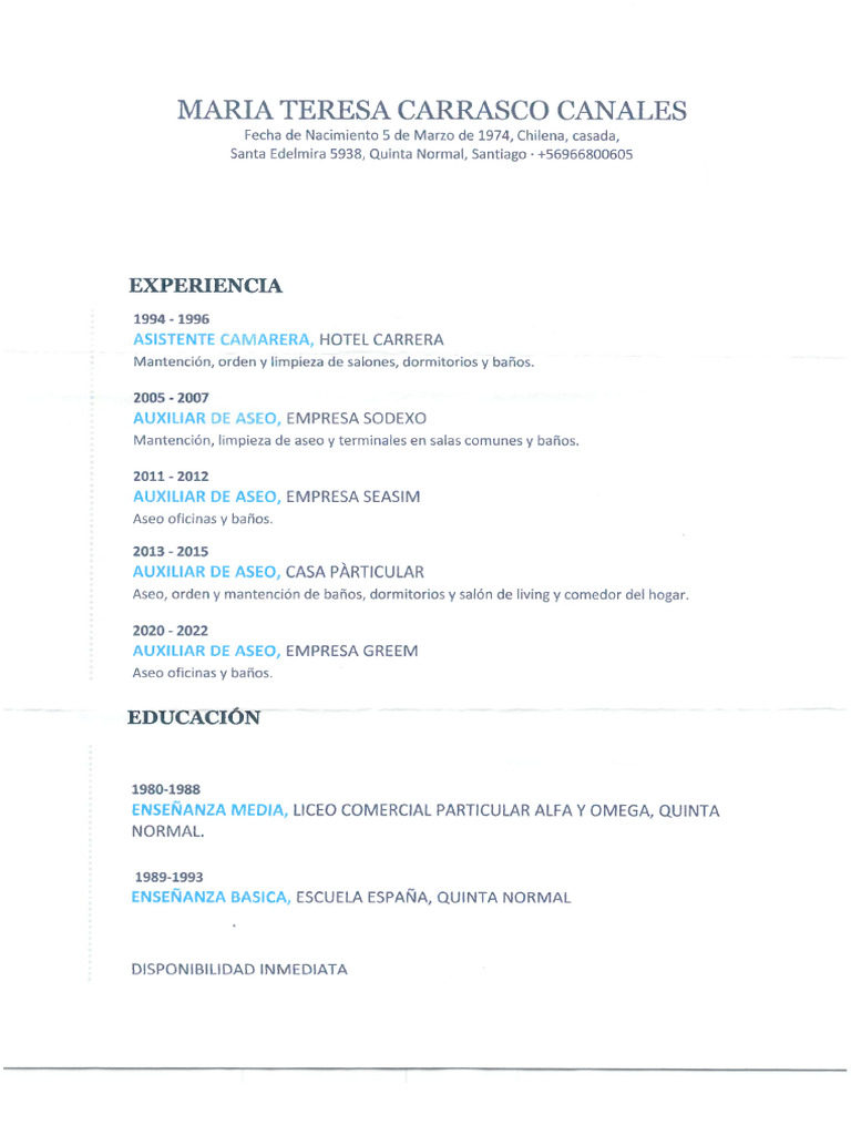 teresa curriculum | PDF