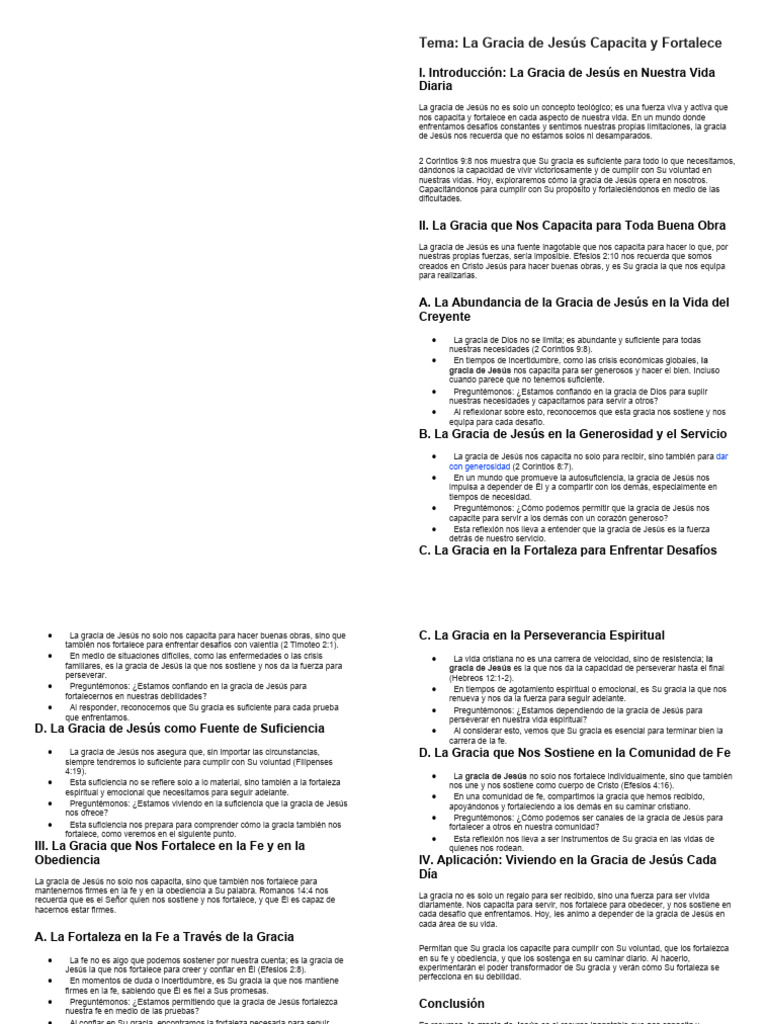 La Gracia de Jesús: Capacitación y Fortaleza | PDF | Gracia divina | Jesús