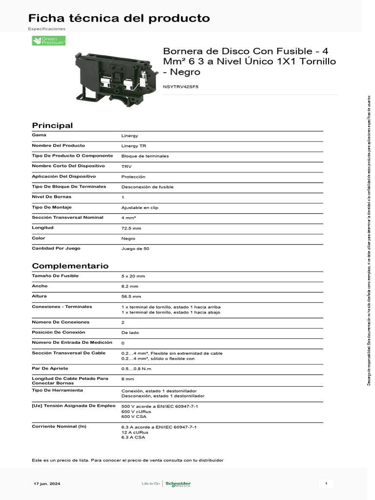 Schneider Electric Linergy Terminal Blocks and Bars NSYTRV42SF5 | PDF ...