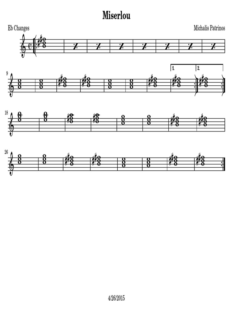 Miserlou Changes Eb Treble - Clef Lyre | PDF
