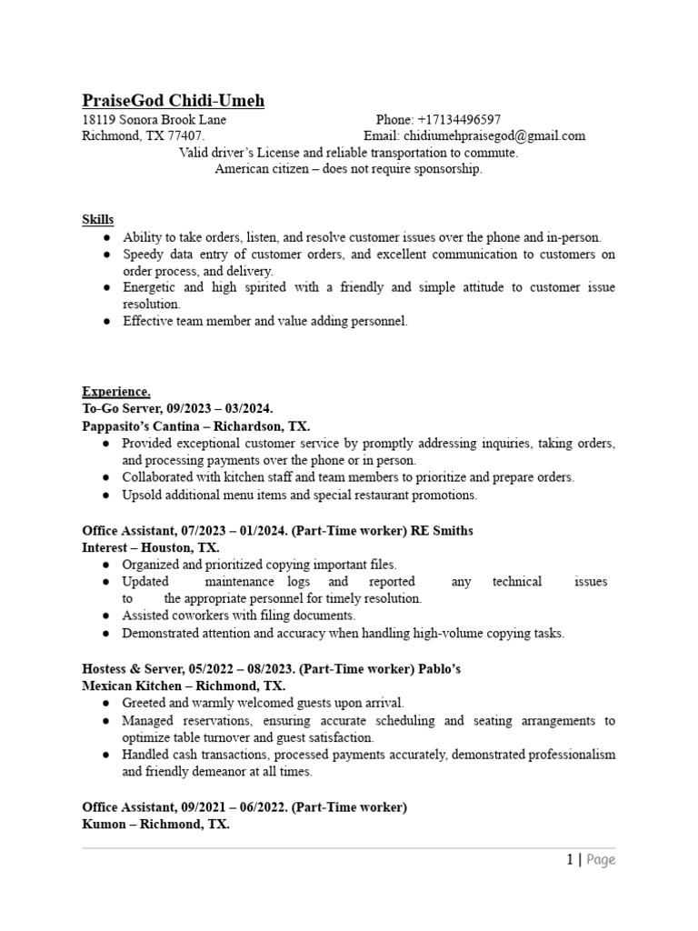PraiseGod Chidi-Umeh_Resume DOC bb052024.docx | PDF