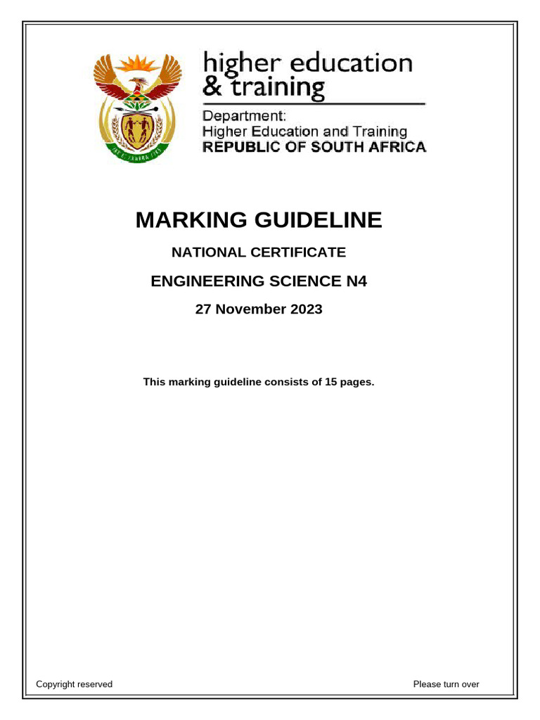 t650 - Engineering Science n4 Nov Memo 2023 (Ed) | PDF | Mechanics ...