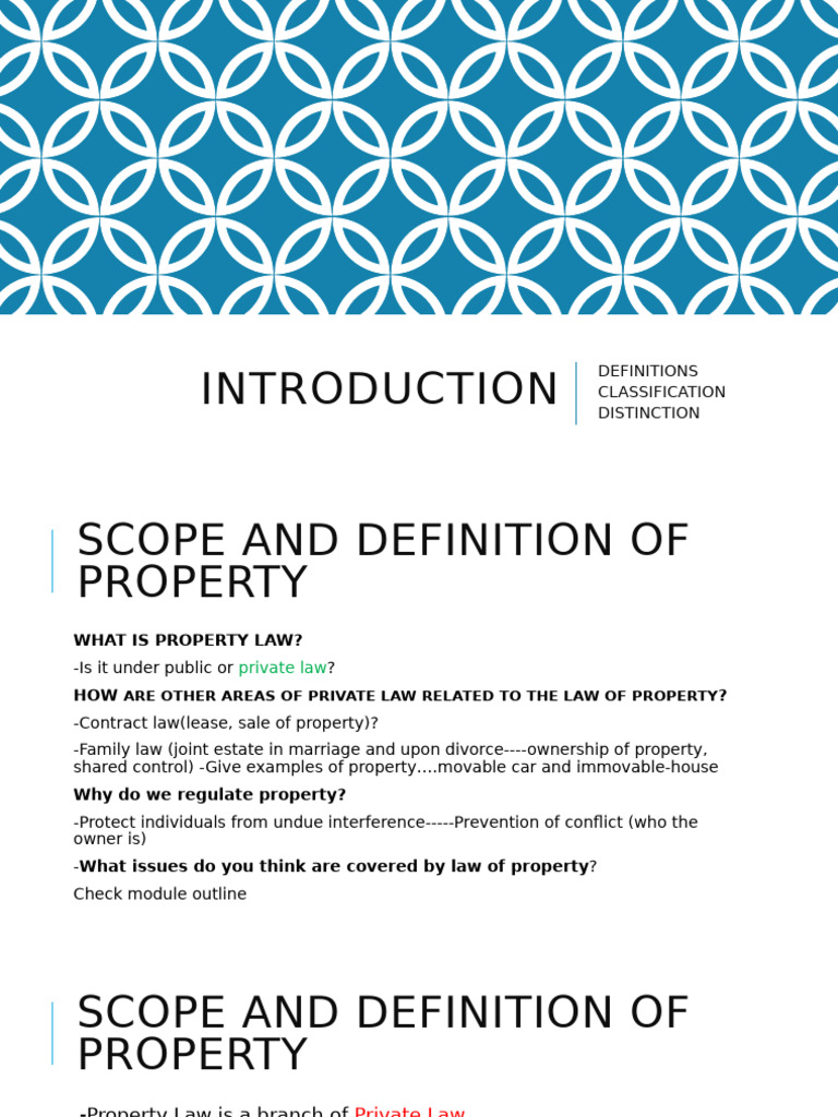Introduction On Property Law | PDF | Property | International Law