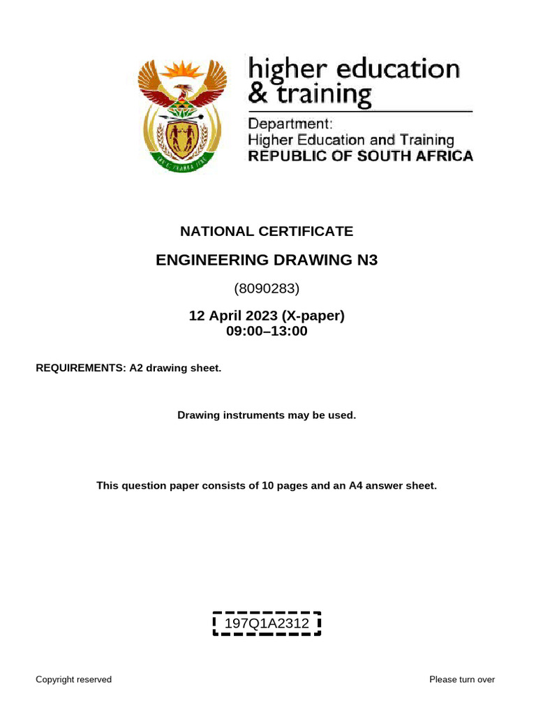 T590 - ENGINEERING DRAWING N3 QP APRIL 2023 Sign Off | PDF | Drawing ...