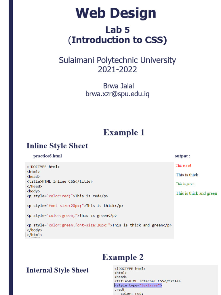 Practice5 - Intoduction To CSS | PDF