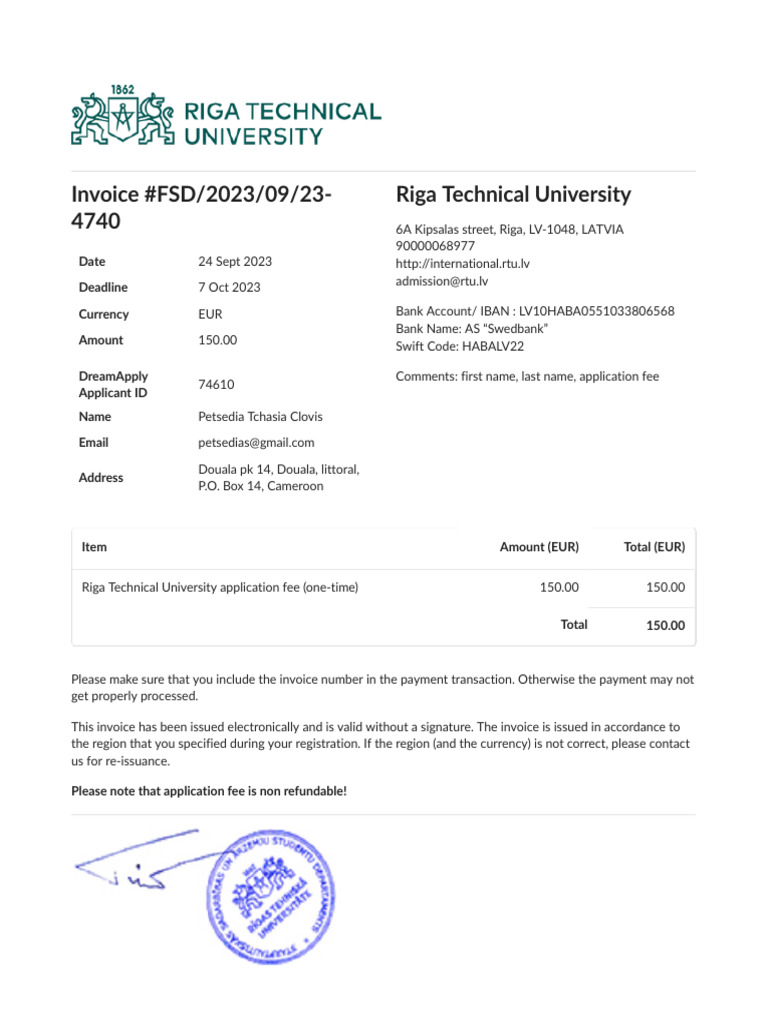 Apply online! - Riga Technical University | PDF