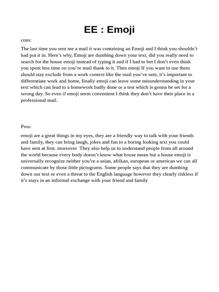 Pros and Cons of Emoji Use | PDF