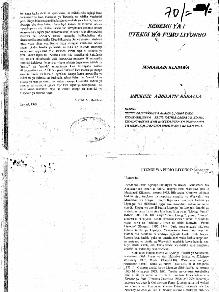 Fumo Liyongo - 202501191944 | PDF