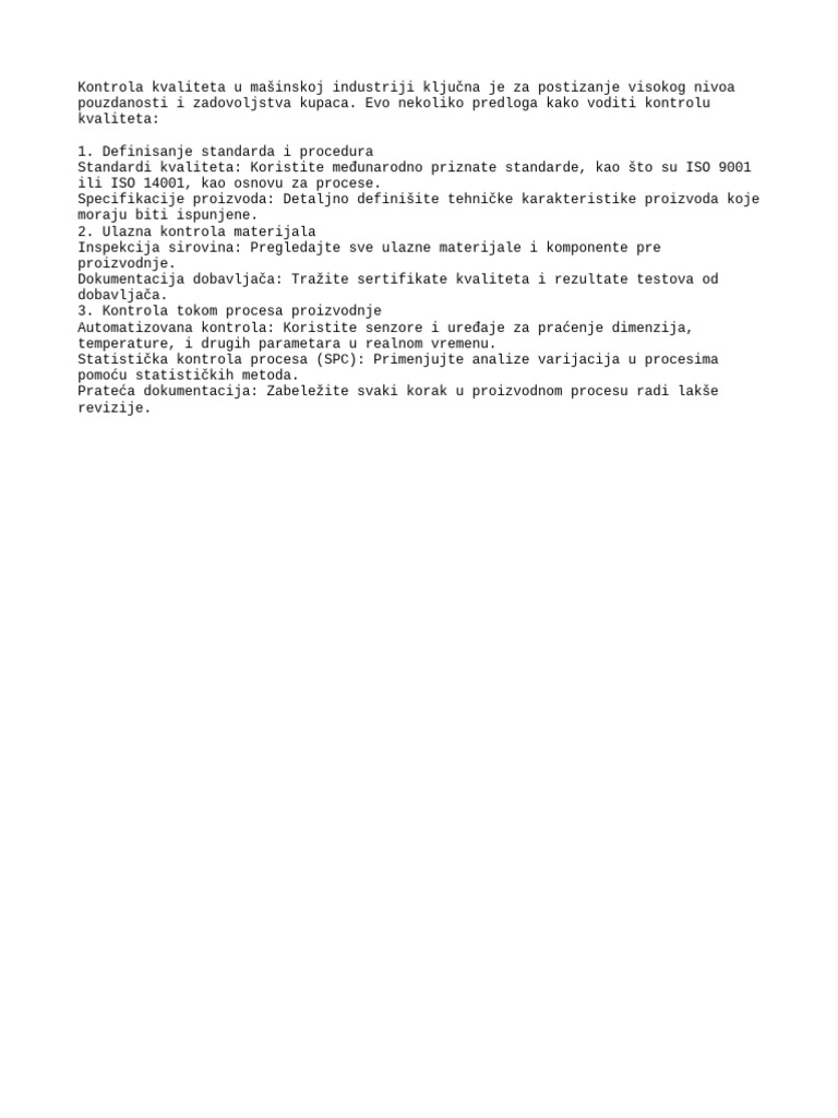 Kontrola kvaliteta 1 | PDF