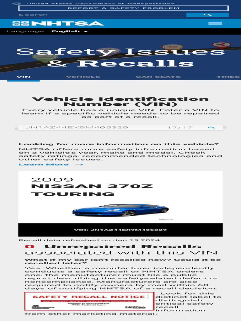 Nhtsa Recall Jn1az44ex9m405329 | PDF