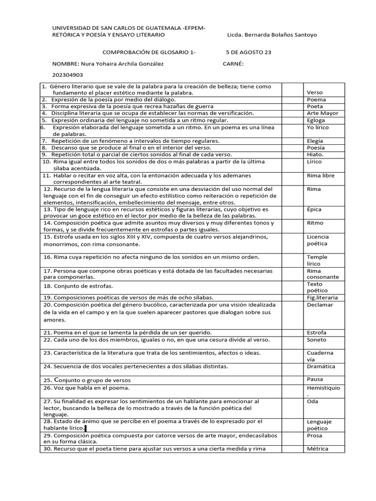 Glosario de Términos Literarios | PDF | Poesía | Poética