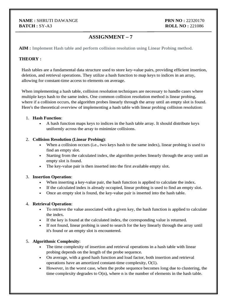 1086 Assignement 7(ADS) | PDF | Database Index | Theoretical Computer ...