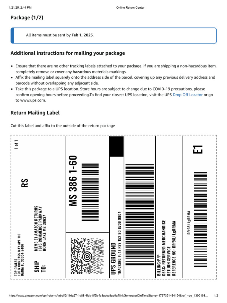 Package Mailing Instructions and Return Label | PDF