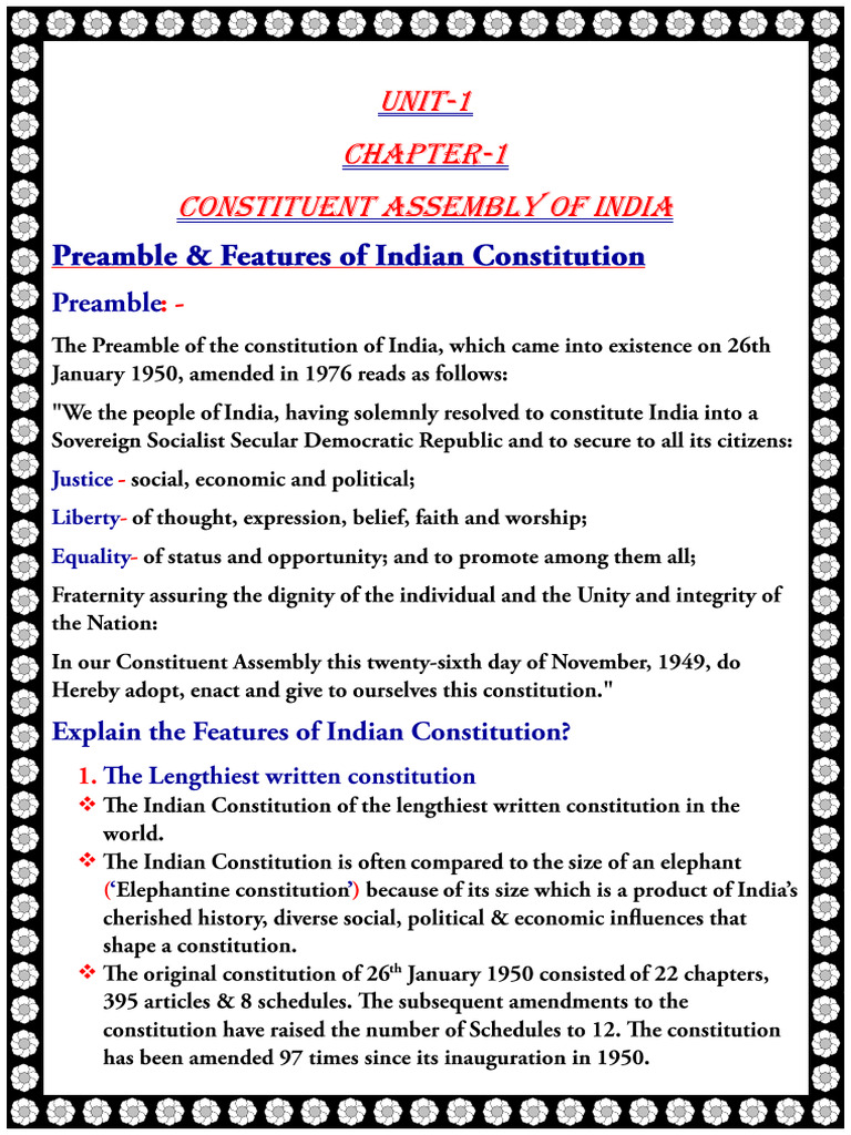 Indian Constitution Notes Full | PDF