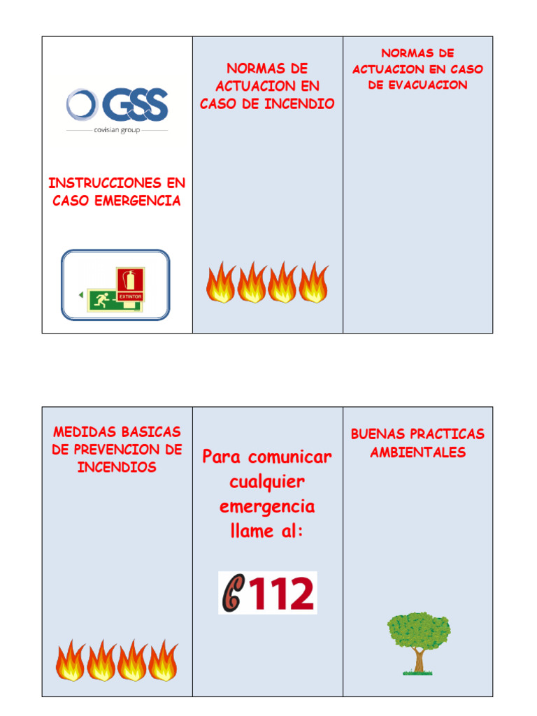 TRIPTICO NORMAS DE ACTUACION EN CASO DE INCENDIO SAN SEBASTIAN | PDF