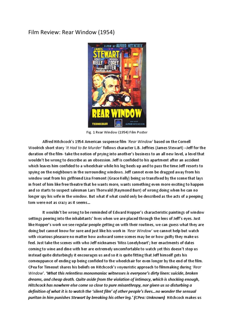 Film Review: Rear Window (1954) | PDF | Leisure