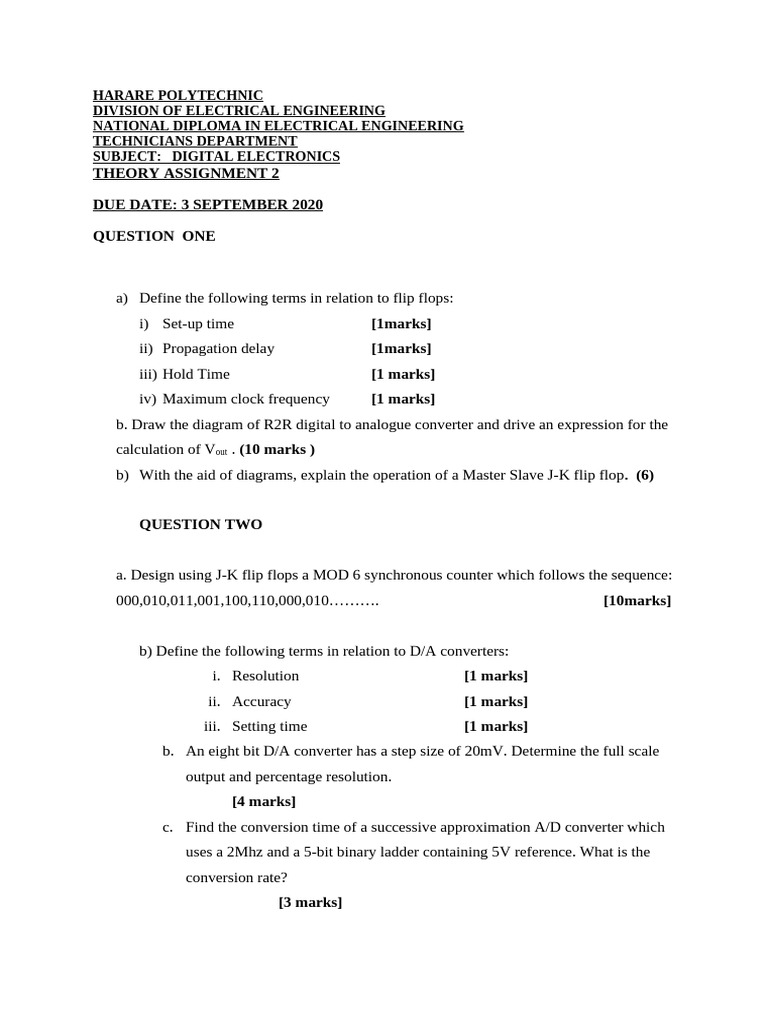 digital assignment 2 2020 | PDF | Analog To Digital Converter | Electricity