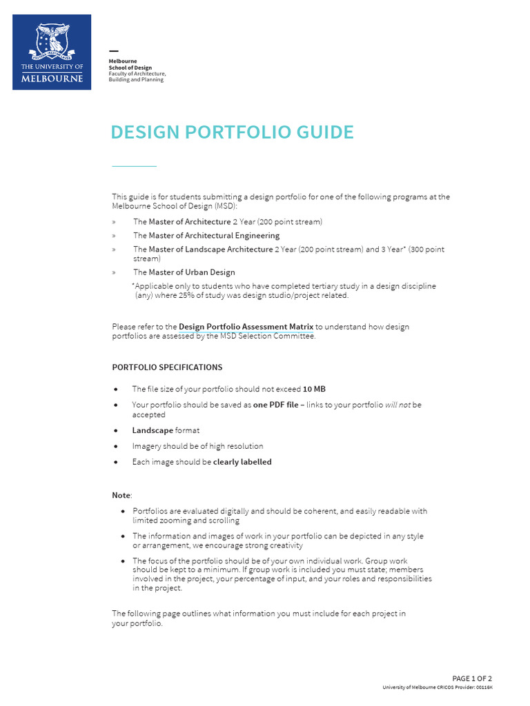 October-2020-MSD-Design-Portfolio-Guide | PDF | Image | Design