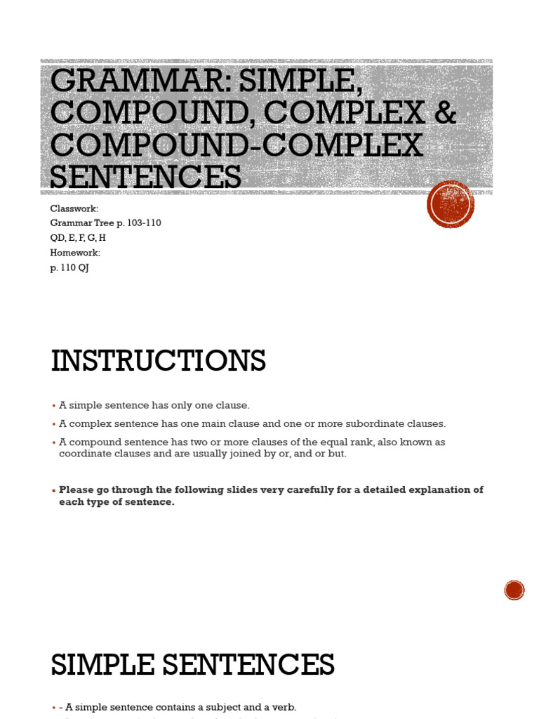 Week 9 Simple - Compound - Complex and Compound-Complex Sentences | PDF | Sentence (Linguistics ...