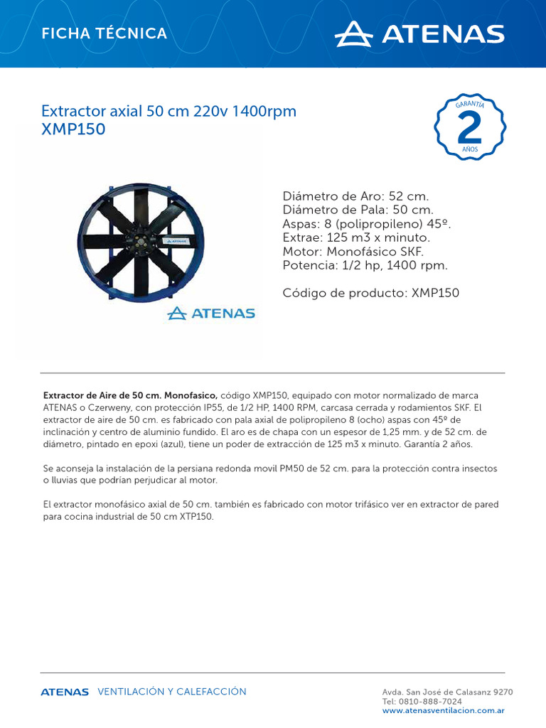 extractor_axial_aspa_plast_XMP150 monofasico | PDF