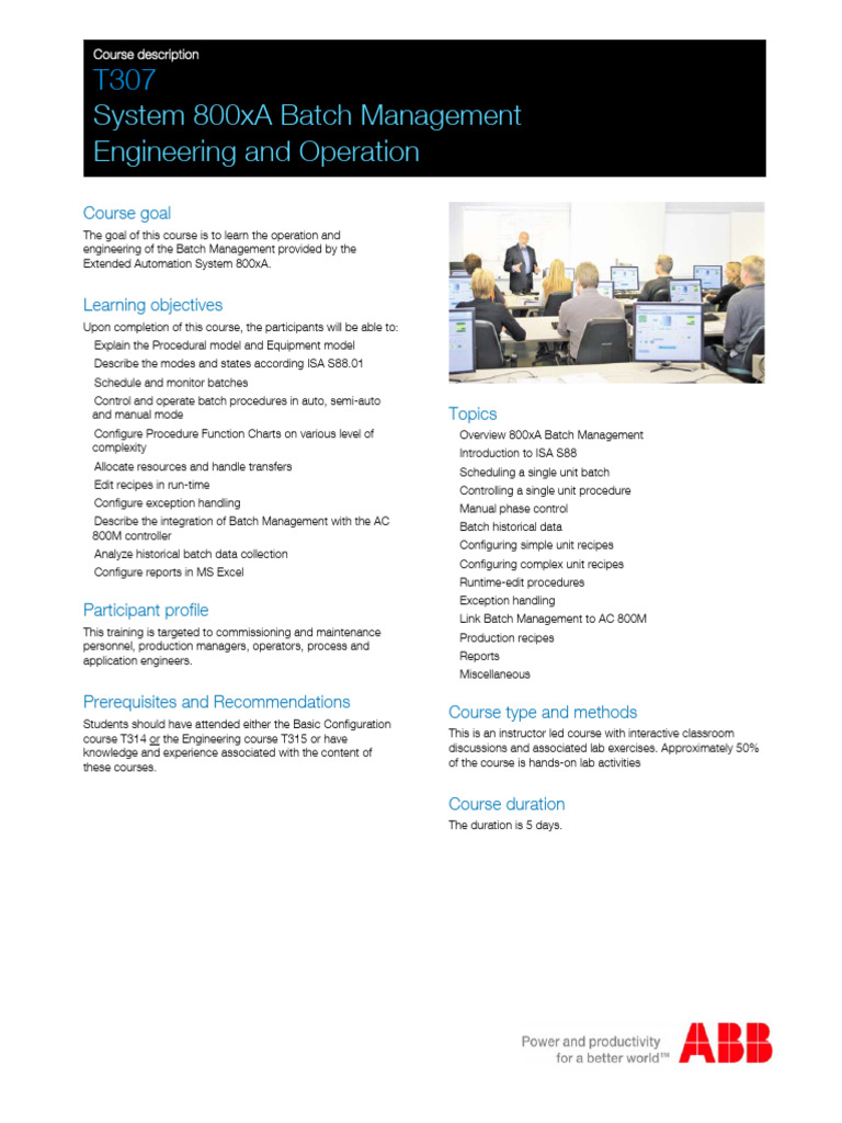 2PAA102412 C en System 800xa Course T307 - Batch Management | PDF | Computing