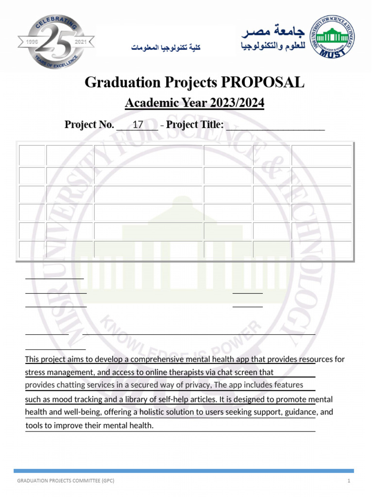 Smart Clinic For Psychiatry Graduation Project Proposal 2023 - 2024 ...