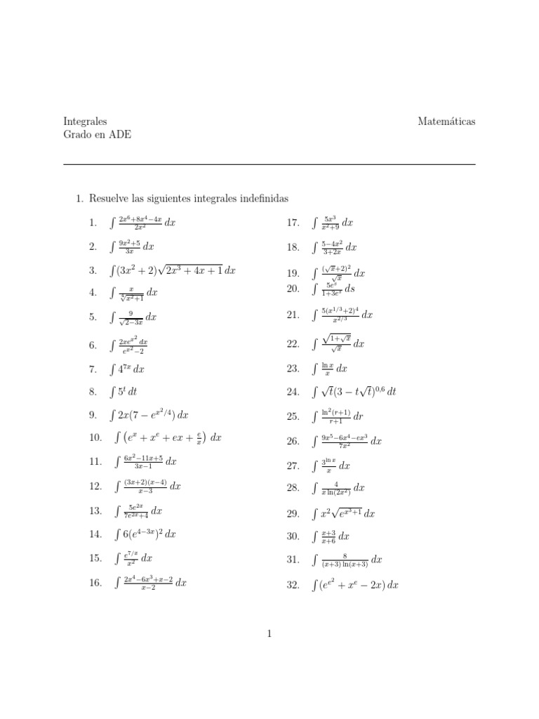 Ejercicios Tema 4 Integrales | PDF | Relaciones matematicas | Cálculo