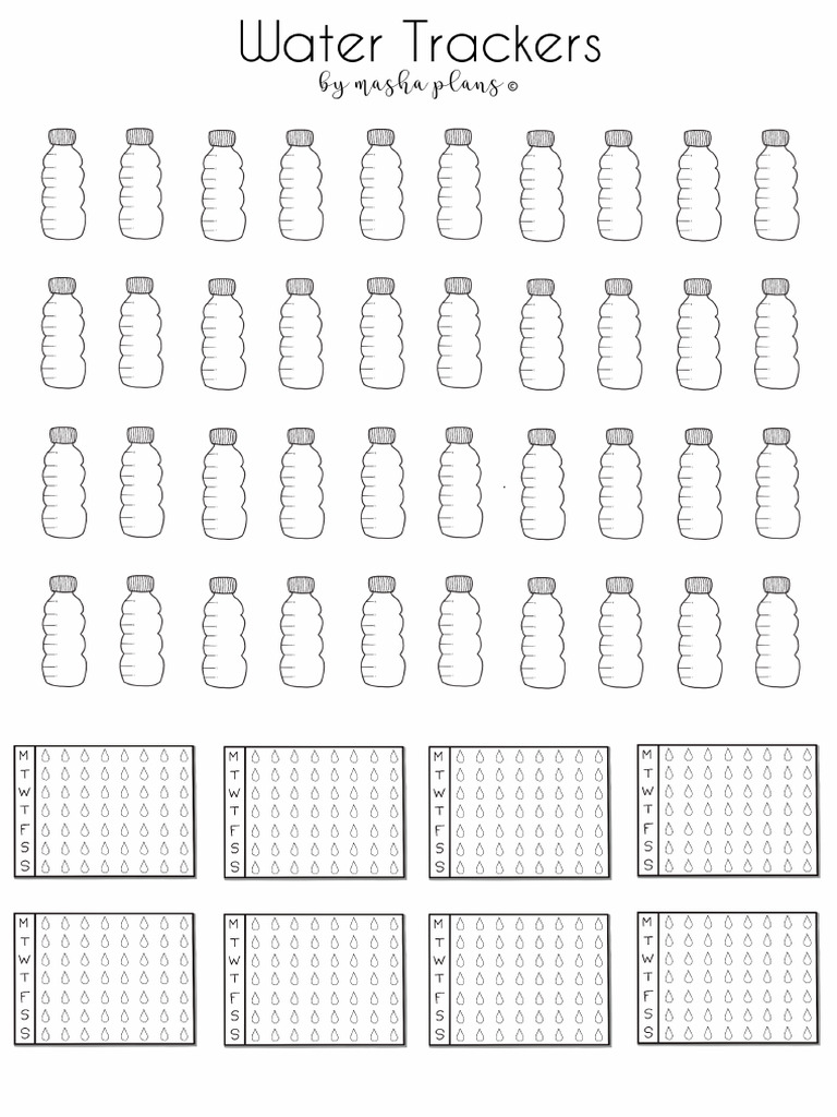 Mini Water Tracker Stickers A4 | PDF