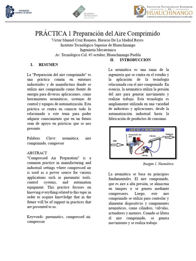 Practica 1 Preparacion Del Aire Comprimido | PDF | Tableta (Farmacia) | Neumático