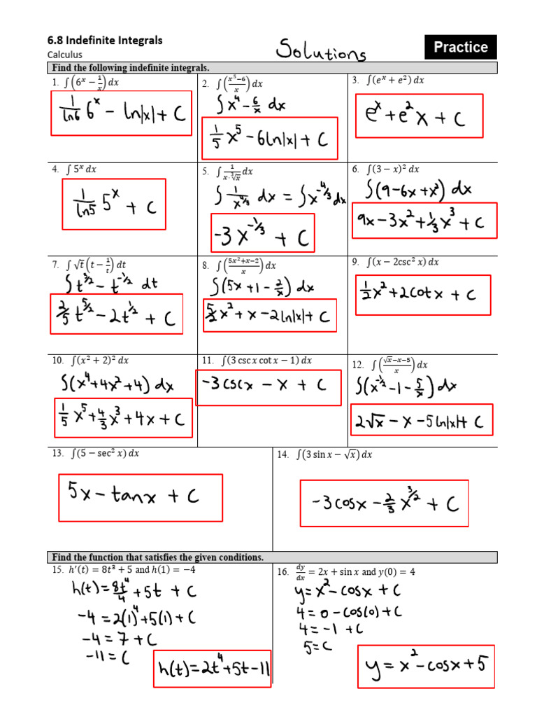Indefinite Integrals Practice Problems | PDF