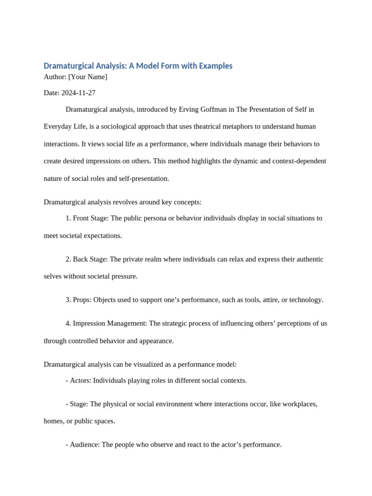Understanding Dramaturgical Analysis | PDF | Psychology | Scientific ...