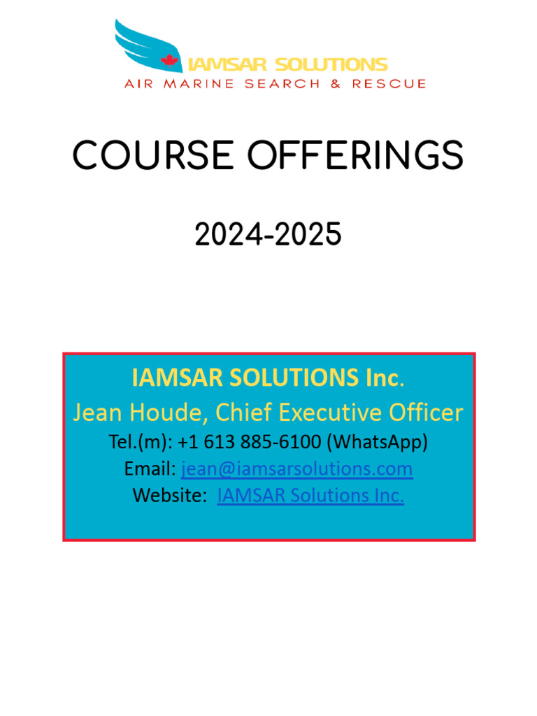 IAMSAR SAR Course Offerings 2024-2025 | PDF | Search And Rescue | Rescue