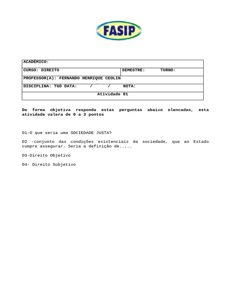 Atividade TGD N1 | PDF