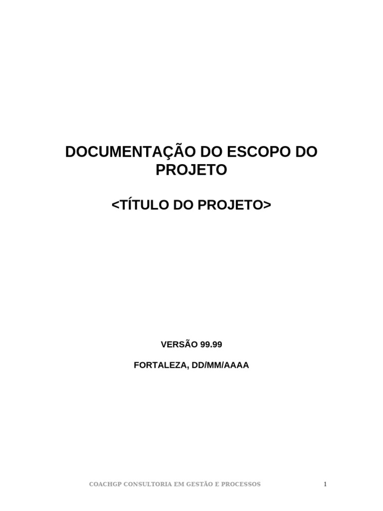 Escopo do Projeto: Requisitos e Estrutura | PDF
