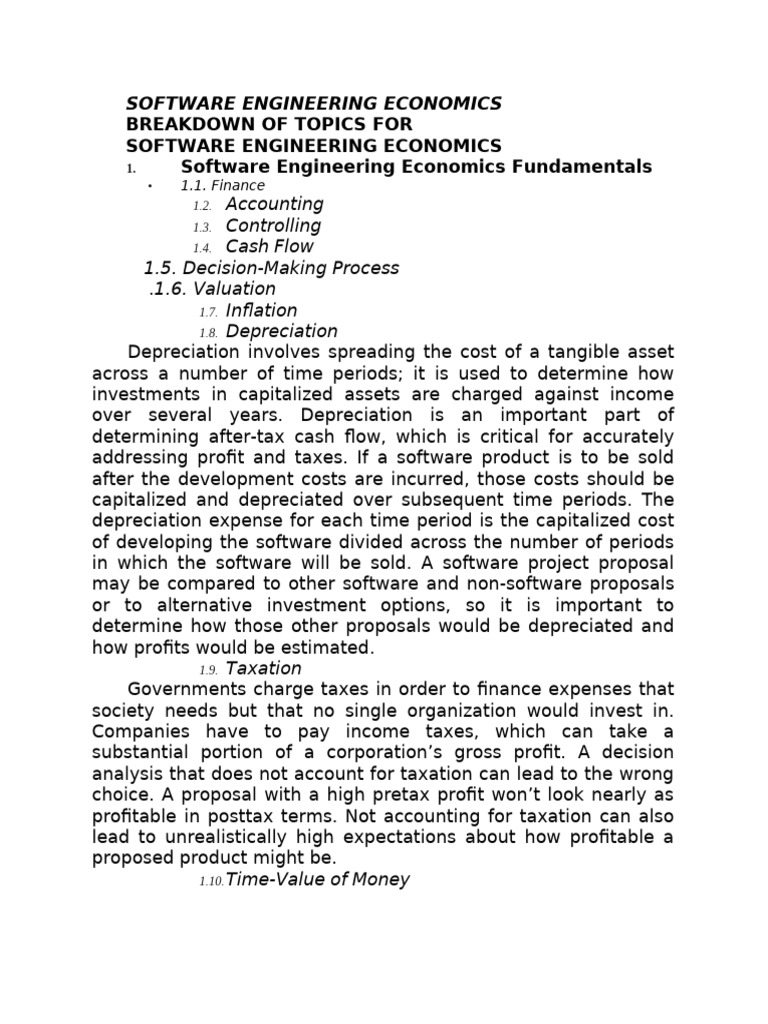 Software Engineering Economics | PDF | Depreciation | Pricing