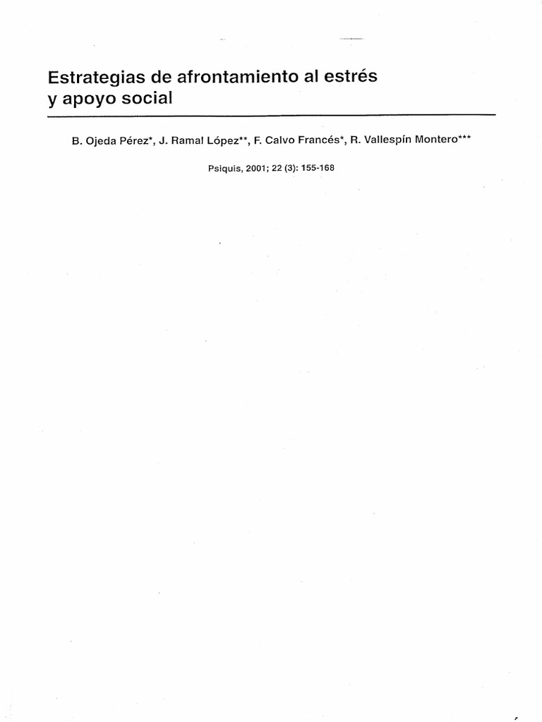 Estrategias Afrontamiento Estres y Apoyo Social | PDF