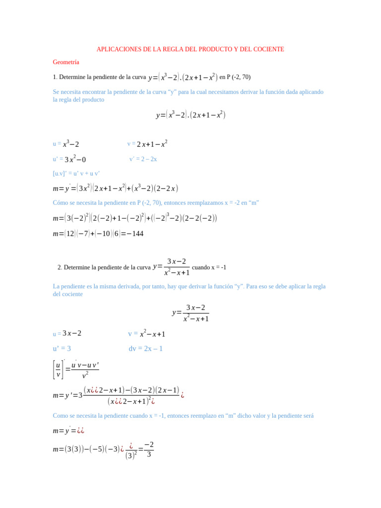 6.aplicaciones de Derivadas | PDF | Pendiente | Derivado